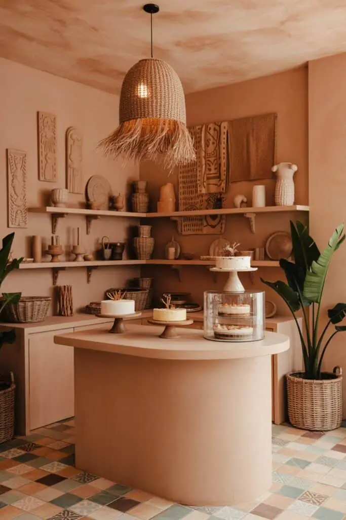 Afrohemian Cake Shop Interior Design Ideas with Warm Texture and Color ...